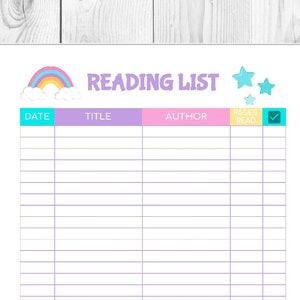 Reading Log Printable Unicorn Chore Chart book Log Reading List Kids ...