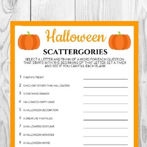 Halloween Scattergories | Halloween Games | Holiday Game Printable ...