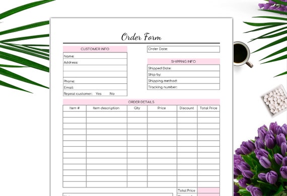Pink Order Form Printable Editable PDF Instant Download - Etsy Australia