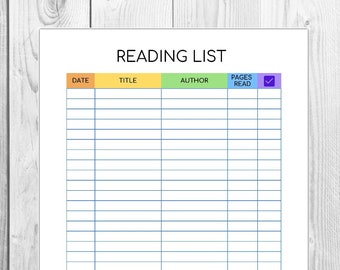 Reading Log Printable Book Log Reading List Kids Reading | Etsy