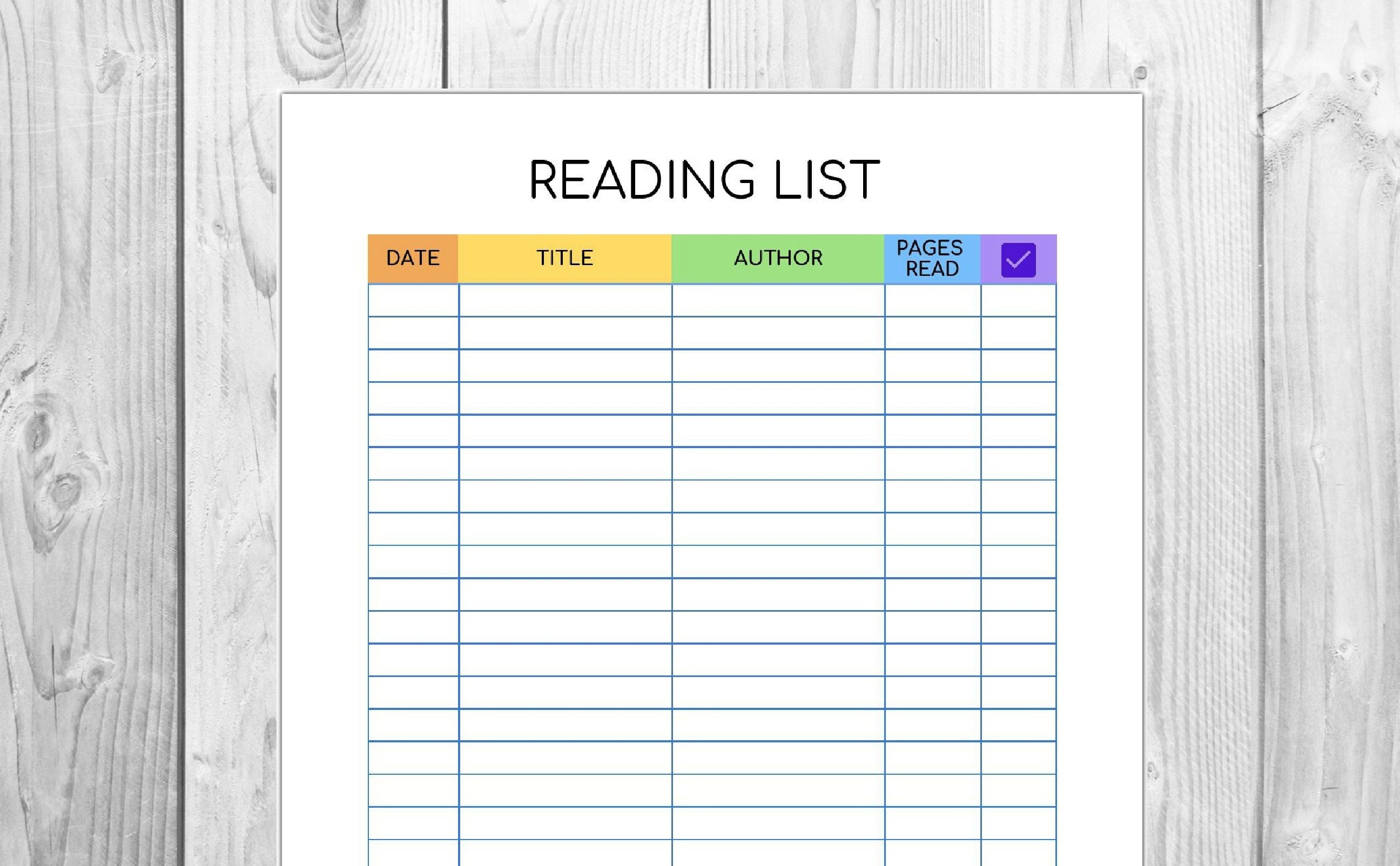 Reading List Printable Book Log Reading List Kids Reading Goal PDF ...