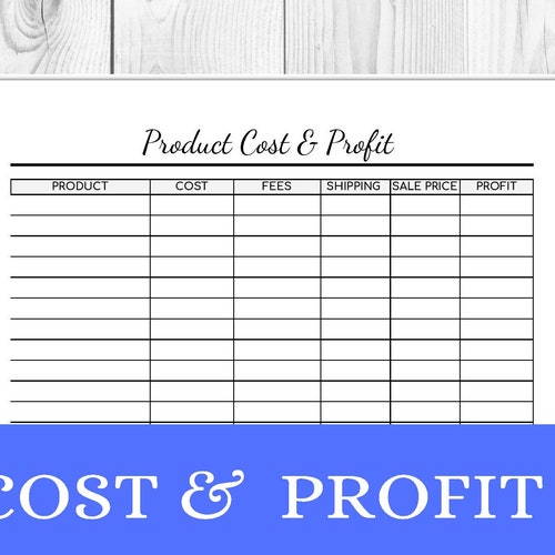 Product Cost and Profit Printable Editable Instant Download - Etsy