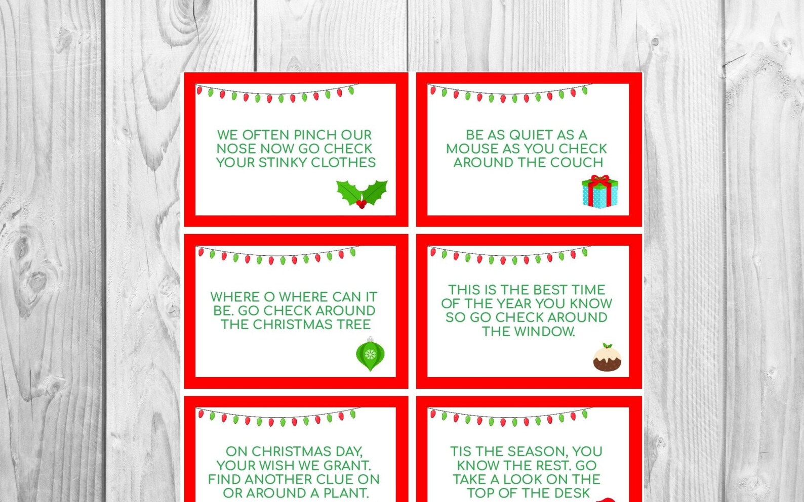 Christmas Treasure Hunt Printable 18 Cards Scavenger Hunt - Etsy