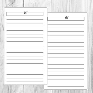 Personal Size Bow Notes Printable Lined Notes-3.75 X 6.75 Inches ...