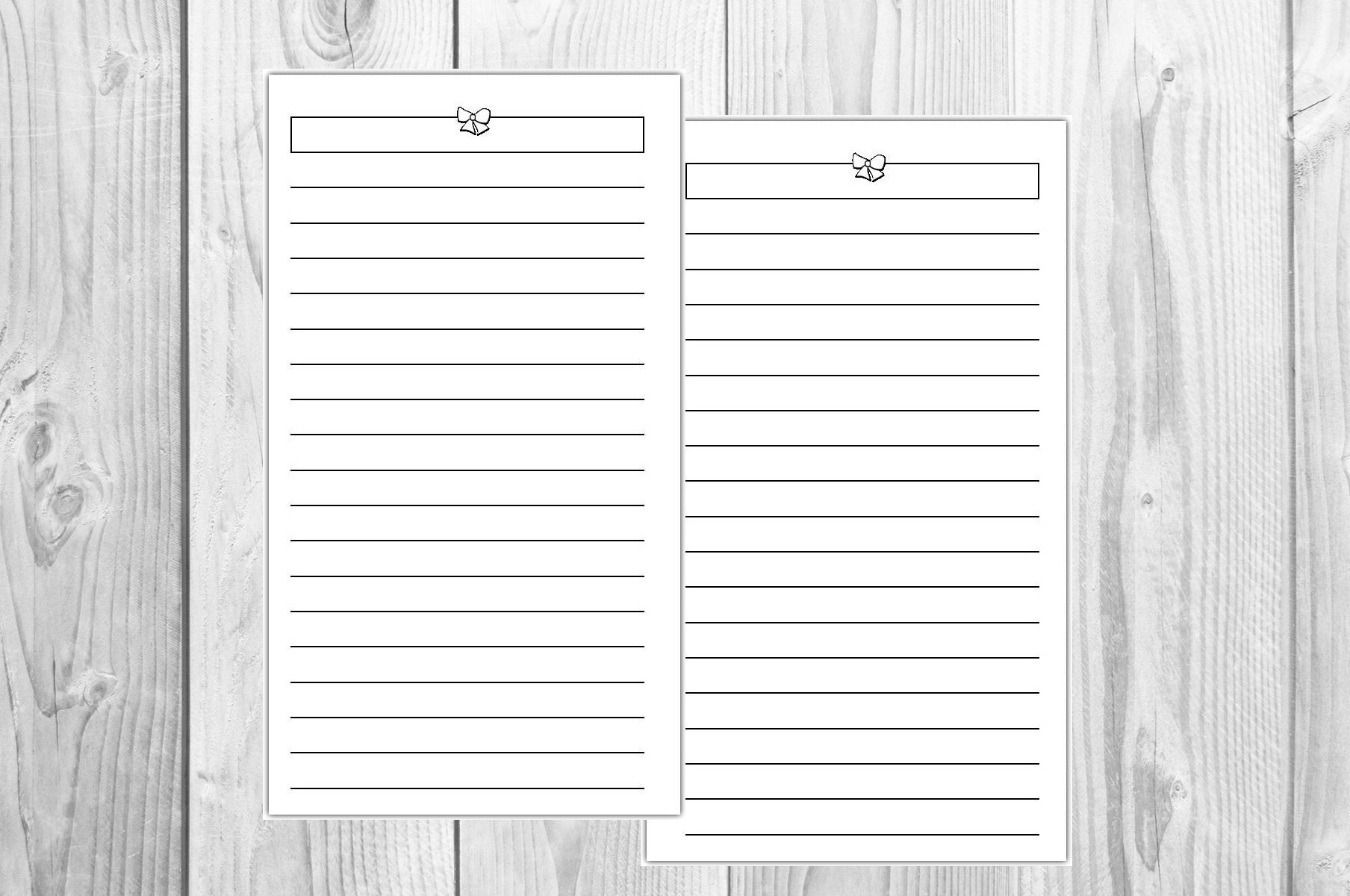 Personal Size Bow Notes Printable Lined Notes-3.75 x 6.75 | Etsy