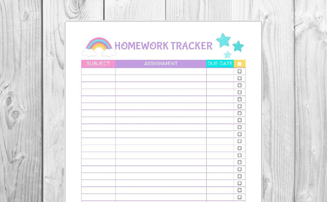 Kids Homework Tracker Assignment Tracker Grade Tracker Printable PDF ...