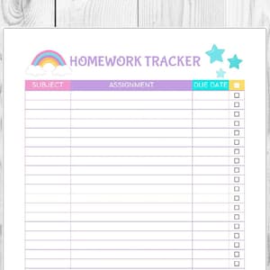 Kids Homework Tracker Assignment Tracker Grade Tracker Printable PDF ...