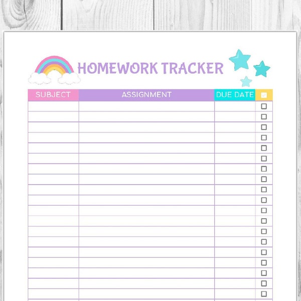 Printable Homework Tracker - Etsy