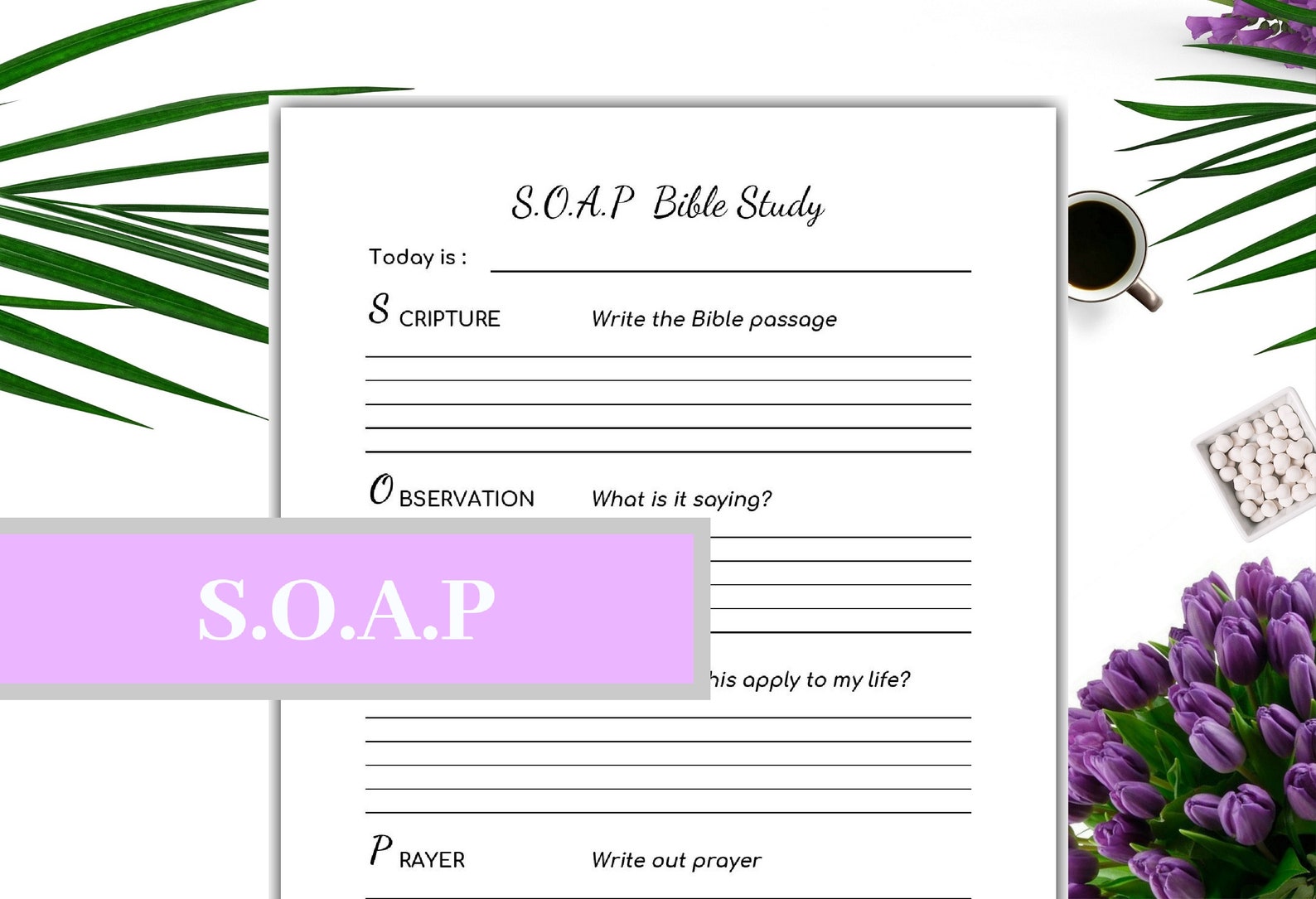 S.O.A.P Bible Study Prayer Journal Printable Bible | Etsy