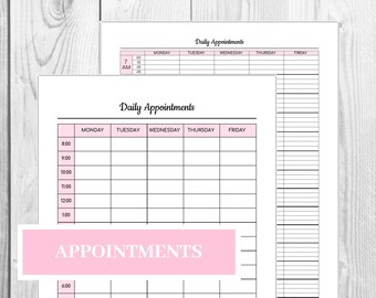 Daily Appointments Printable Editable Appointment Sheet | Etsy