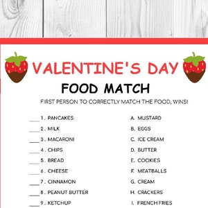 Valentine's Day Food Match Printable | Family Games | Indoor Games ...