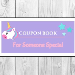 Unicorn Coupon Book 36 Filled Coupons Kid Reward valentine Gift ...