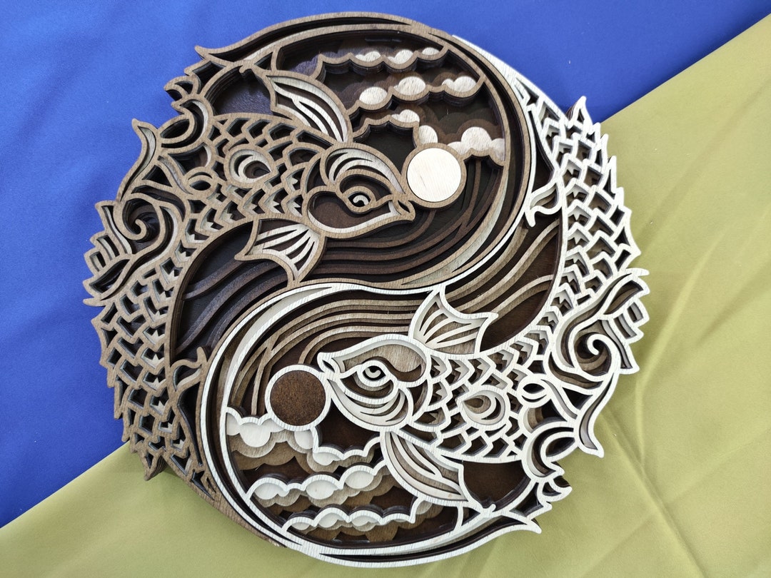 Fish Yin Yang Multilayer. SVG. 3D Decor. CNC . Cricut Construction ...
