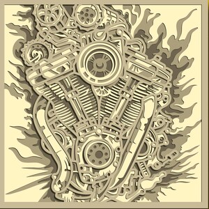 Motor Multilayer/ Motor SVG/ 3D Decor/ CNC File/ Motor Svg Files for ...