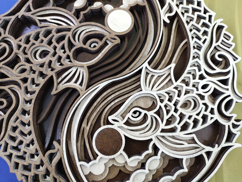Fish Yin Yang Multilayer. SVG. 3D Decor. CNC . Cricut Construction ...