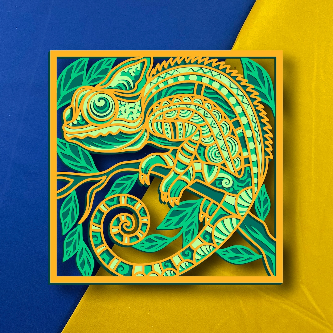 Chameleon Multilayer/ Chameleon SVG/ 3D Decor/ CNC File/ Chameleon Svg ...