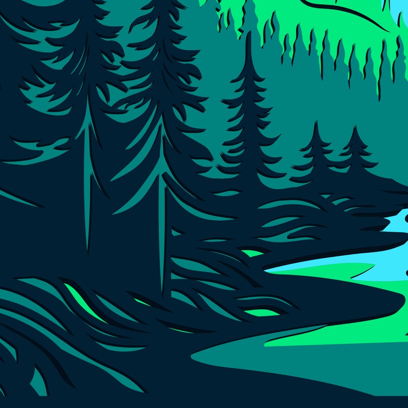Northern Lights Multilayer. SVG. 3D Decor. CNC . Cricut Construction ...