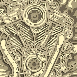 Motor Multilayer/ Motor SVG/ 3D Decor/ CNC File/ Motor Svg Files for ...