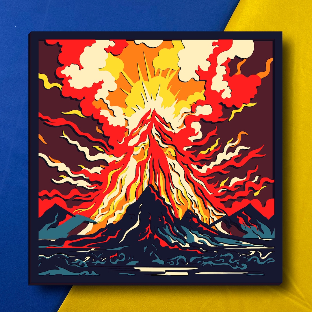 Volcano Multilayer/ Volcano SVG/ 3D Decor/ CNC File/ Northern Lights ...