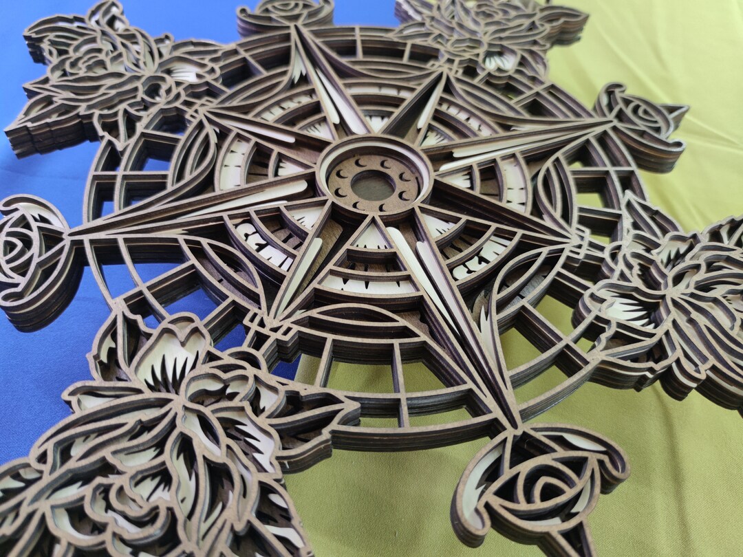 Compass Multilayer/ Compass SVG/ 3D Decor/ CNC File/ Compass Svg Files ...