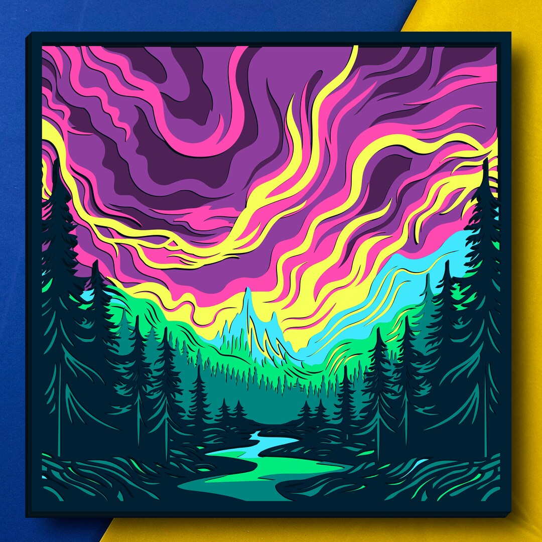 Northern Lights Multilayer. SVG. 3D Decor. CNC . Cricut Construction ...
