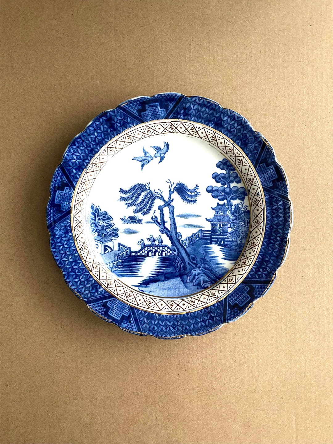 Real Old Willow Booths China With Gold Edging - 7.5'' Plate - Vintage ...