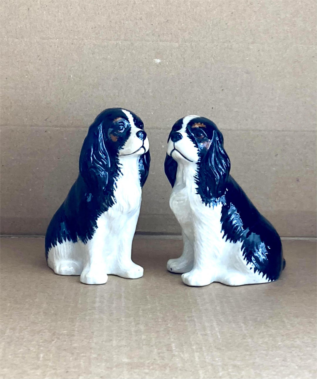 A Pair Quail Ceramics Cavalier King Charles Spaniel Salt & Pepper Set ...