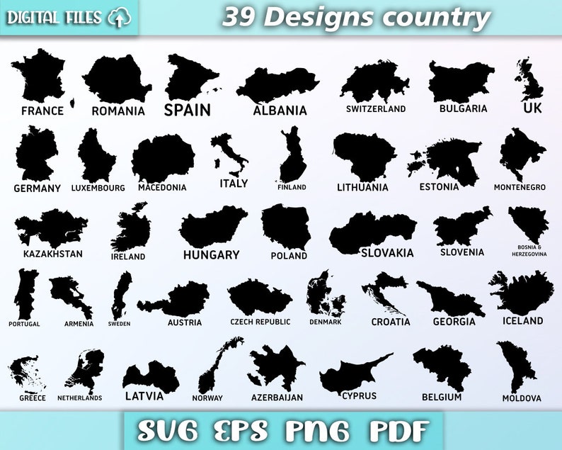 Countries Svg/ World Countries Vector/ European Countries Svg/ World ...