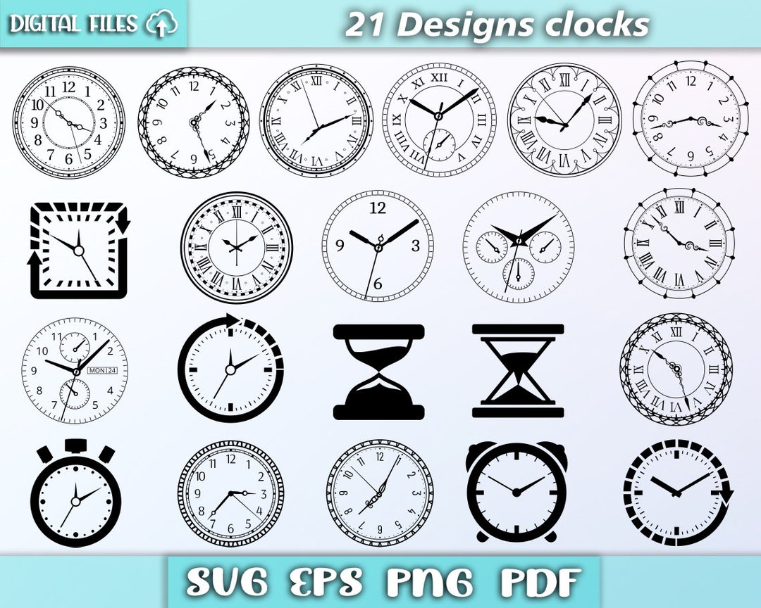 Clocks Bundle Svg/ Clock Vector/ Time Svg, Clock Face Svg/ Eps/png/pdf ...