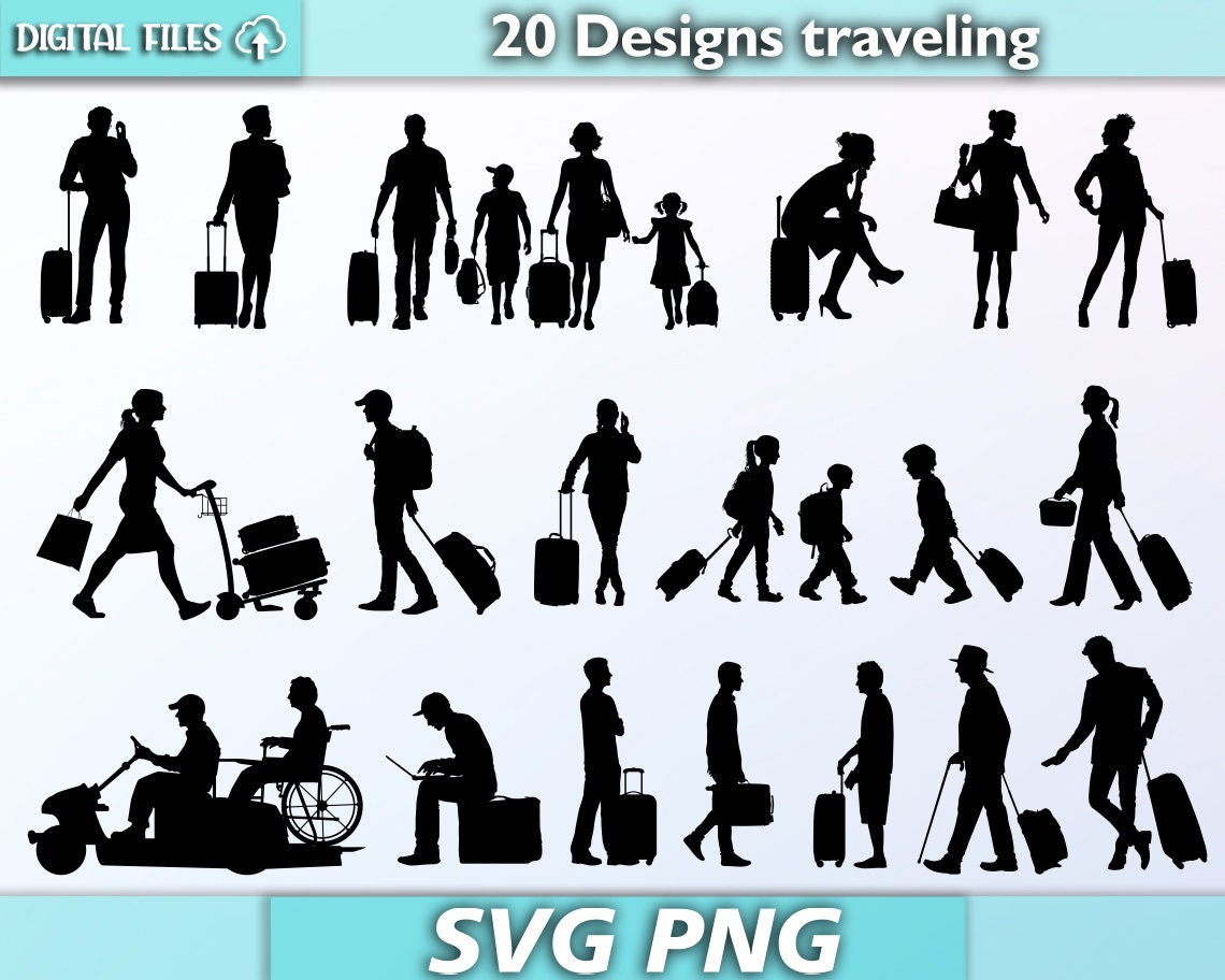 Traveling Bundle Svg/ Travel Svg/ Traveling Silhouette/ Airport Svg ...