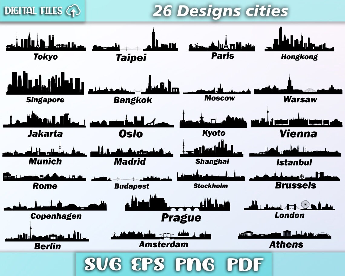 Cities Bundle Svg/ City Svg/ Cities Silhouette/ Eps/pdf/png/svg/ City ...