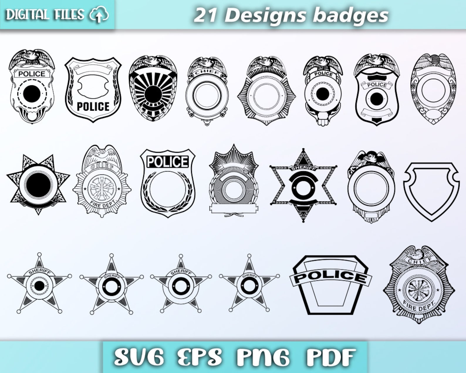 Police Badges Svg/ Police Shields Svg/ Police Vector/ Police Svg ...