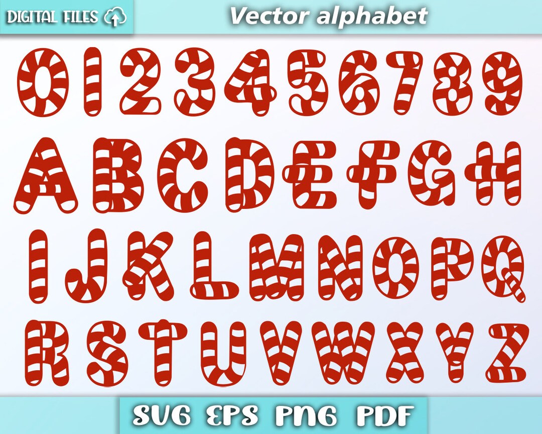 Christmas Alphabet Svg/ Christmas Font Vector/ Candy Alphabet/ Candy ...