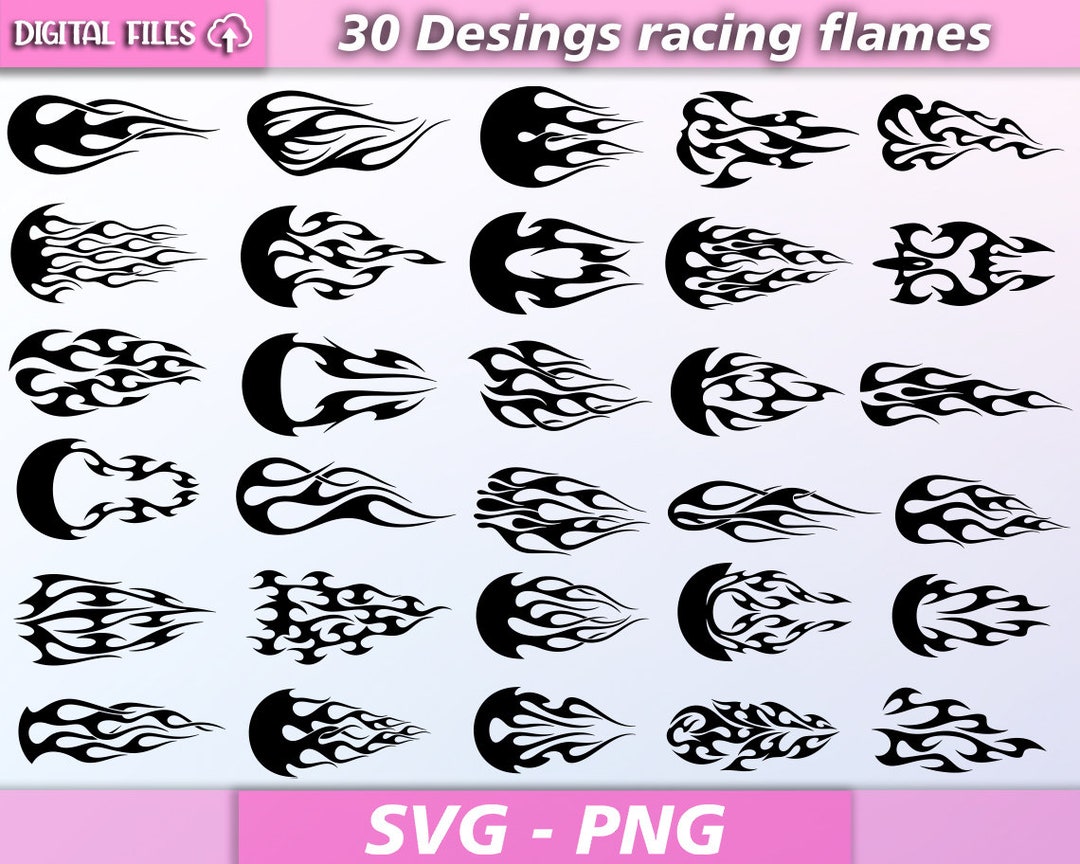 Racing Flames Svg/ Flames Vector/ Biker Flames Svg/ Racing Flame ...