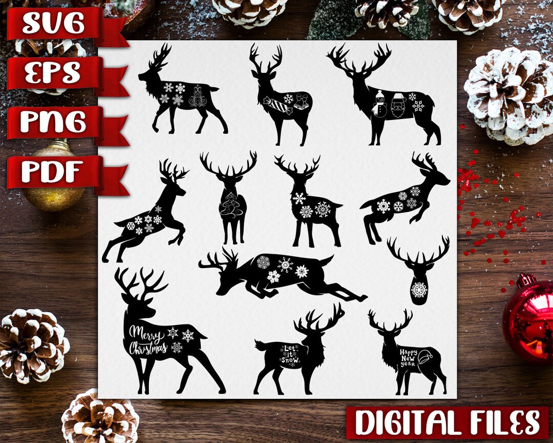 Christmas Deer Svg/ Deer Vector/ Deer Silhouette/ Christmas - Etsy
