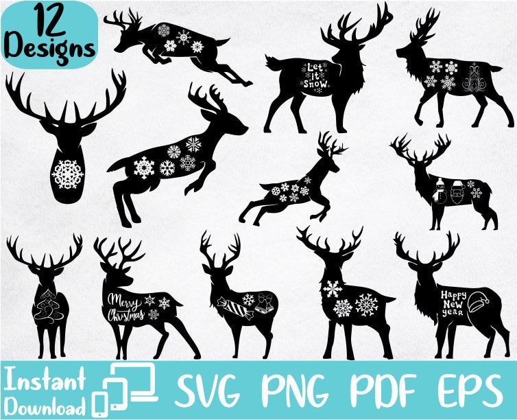 Christmas Deer Svg/ Deer Vector/ Deer Silhouette/ Christmas - Etsy