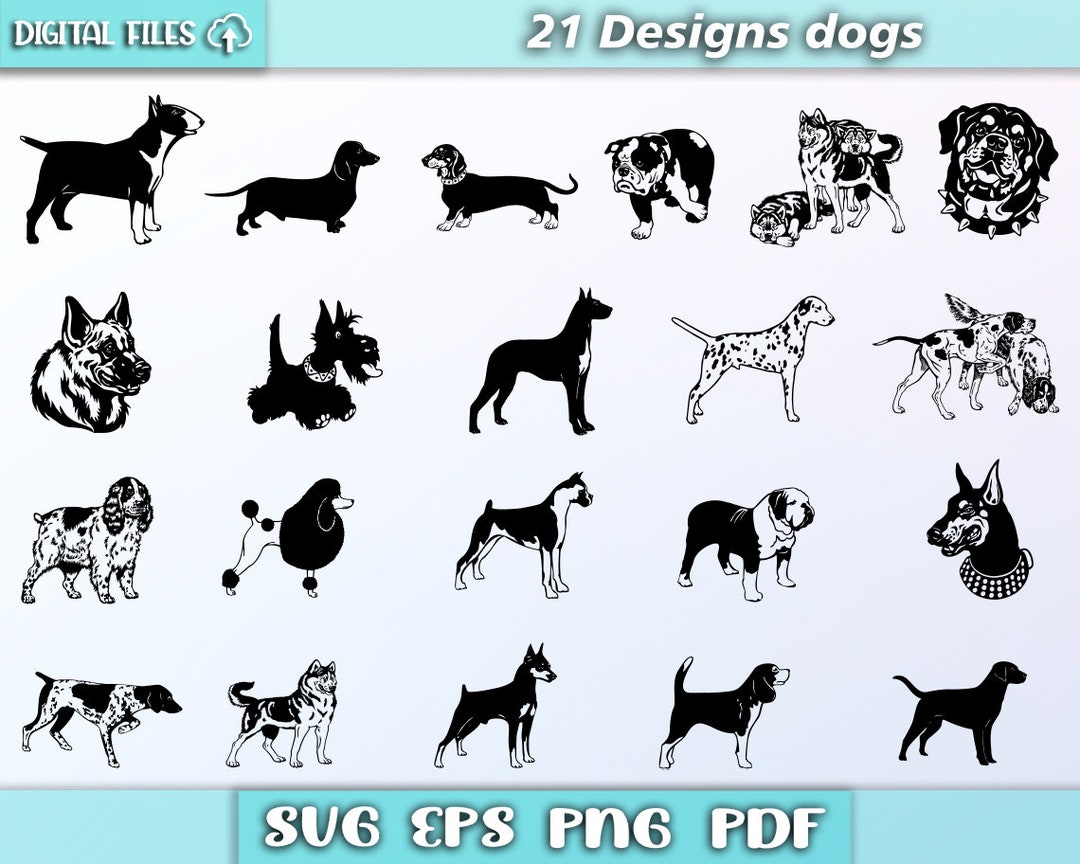 Dogs Bundle Svg/ Vector Dogs/ Clipart Dog/ Silhouette Dogs/ Dogs Cut ...