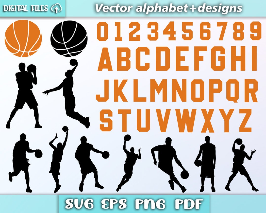 Basketball Alphabet Svg/ Basketball Bundle Svg/ Font Basketball Vector ...