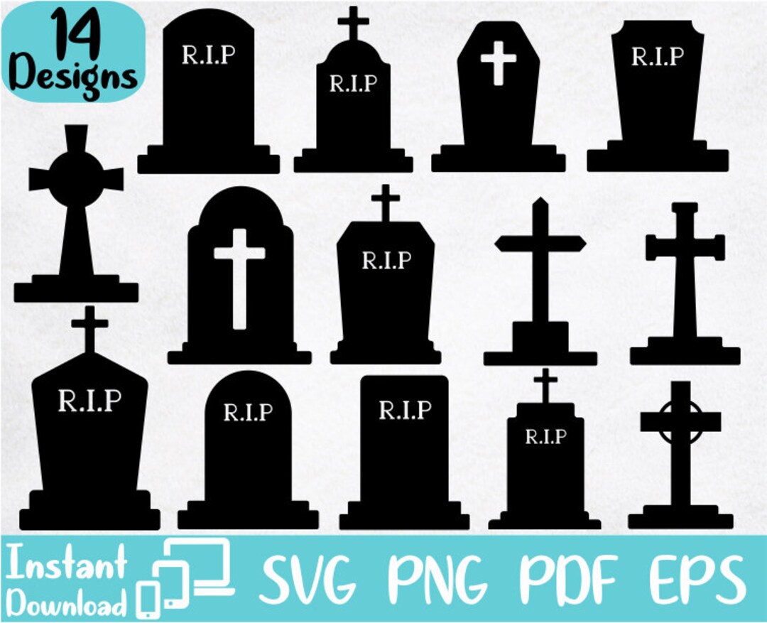 Gravestones SVG Gravestone Bundle Tombstones Svg Graveyard - Etsy