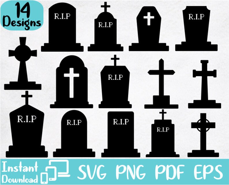 Gravestones SVG Gravestone Bundle Tombstones Svg Graveyard - Etsy