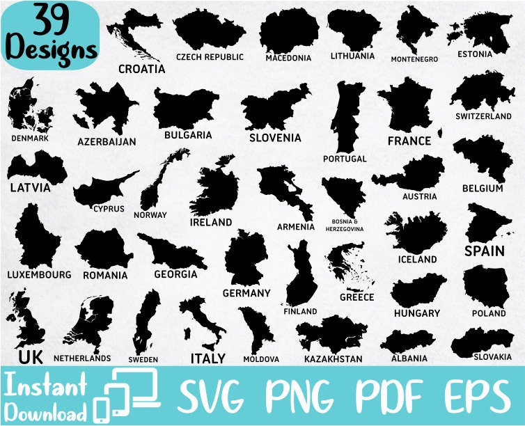 Countries SVG World Countries Vector European Countries Svg - Etsy