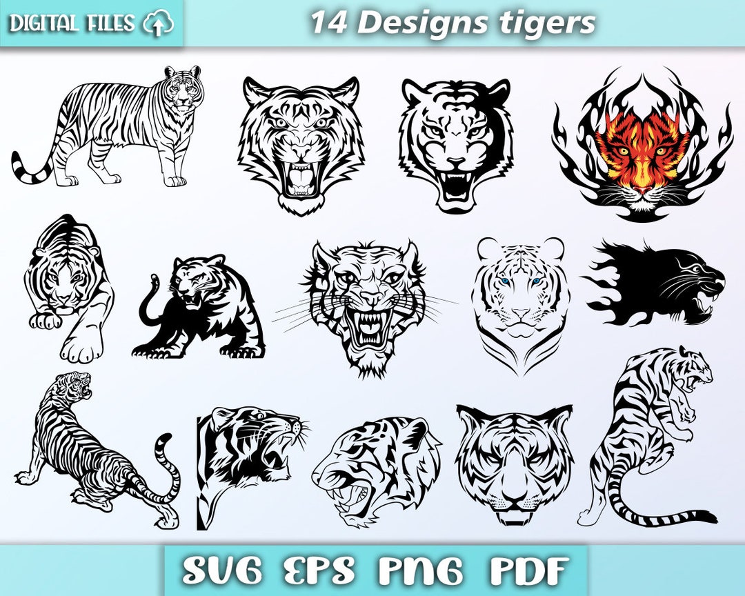 Tiger Svg/ Cats Svg/ Tigers Vector/ Tiger Cut Files/ Wild Cats Svg ...