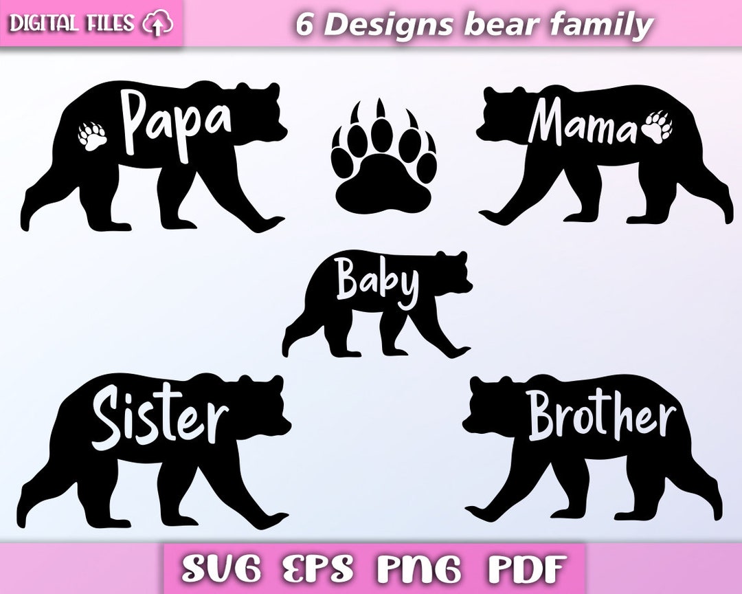 Mama Bear Svg/ Papa Bear/ Baby Bear Svg/ Family Bear/ Bear Svg/ Bear ...