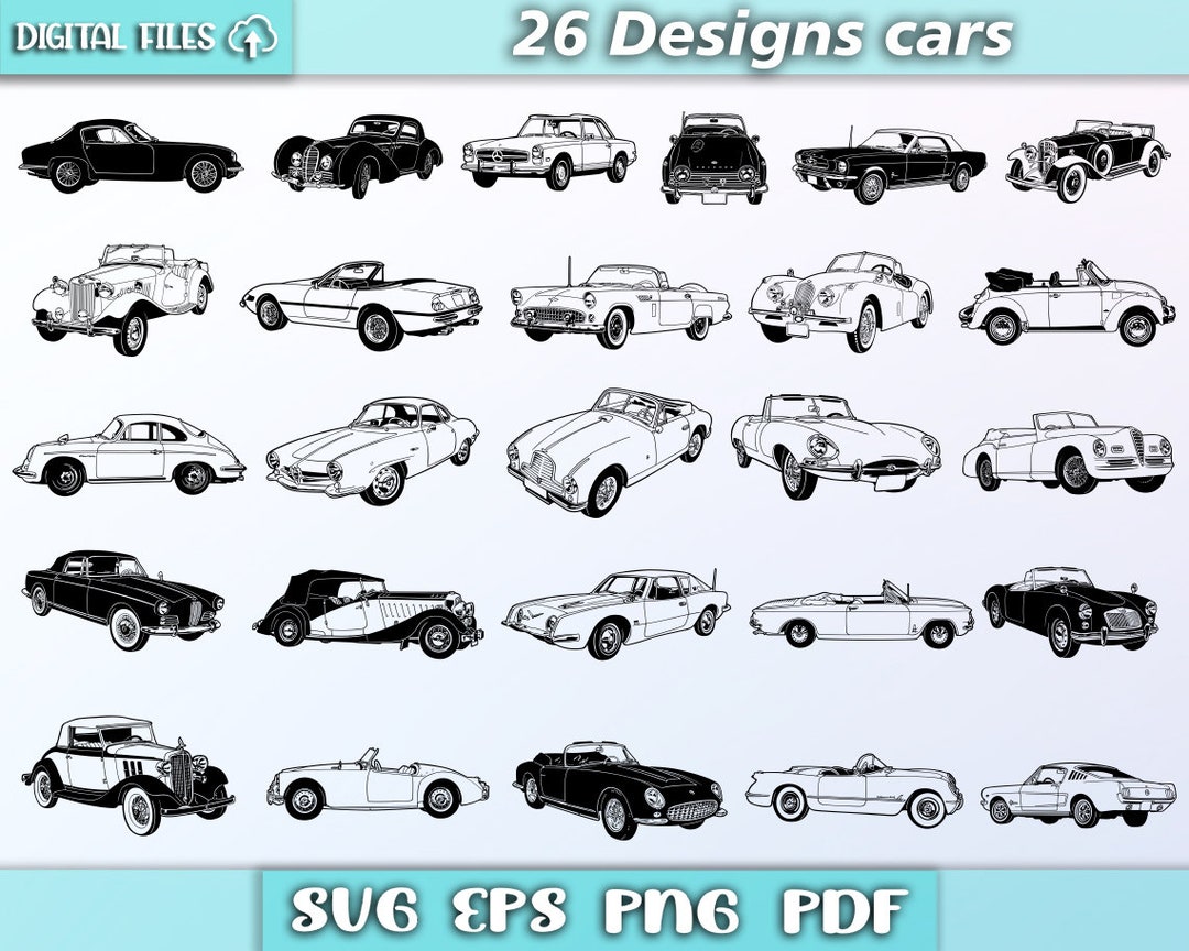 Cars Bundle Svg/ Old Cars Svg/ Retro Cars Svg/ Eps/pdf/png/svg/ Muscle ...