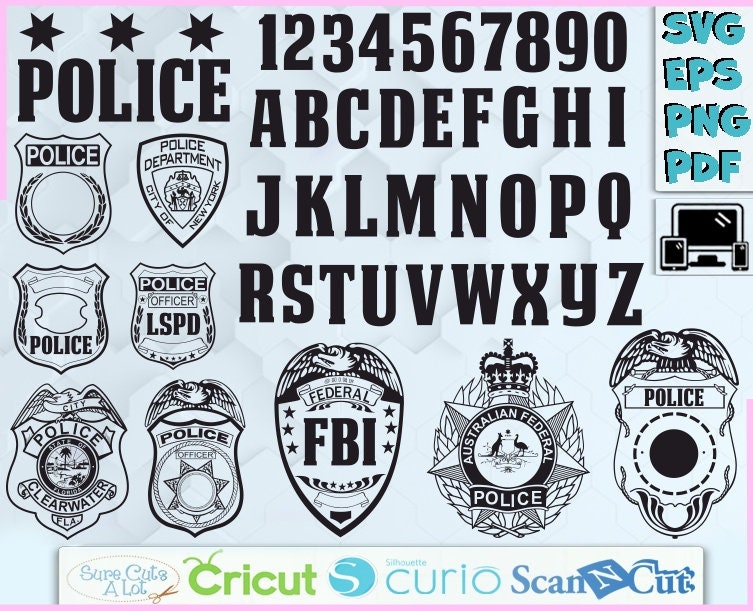 Police Alphabet SVG Bundle svg Police font Police badges | Etsy