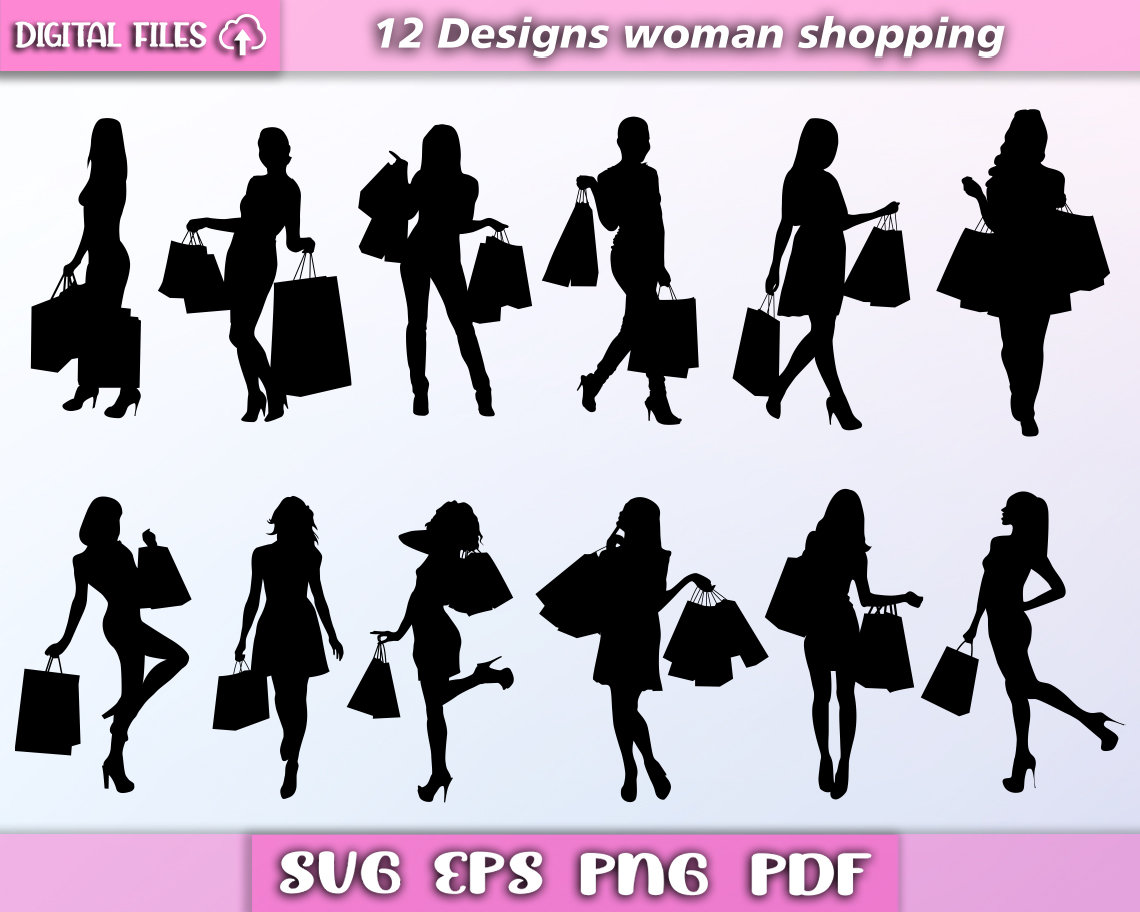 Shopping Svg/ Woman Shopping/ Woman Silhouette/ Girl - Etsy