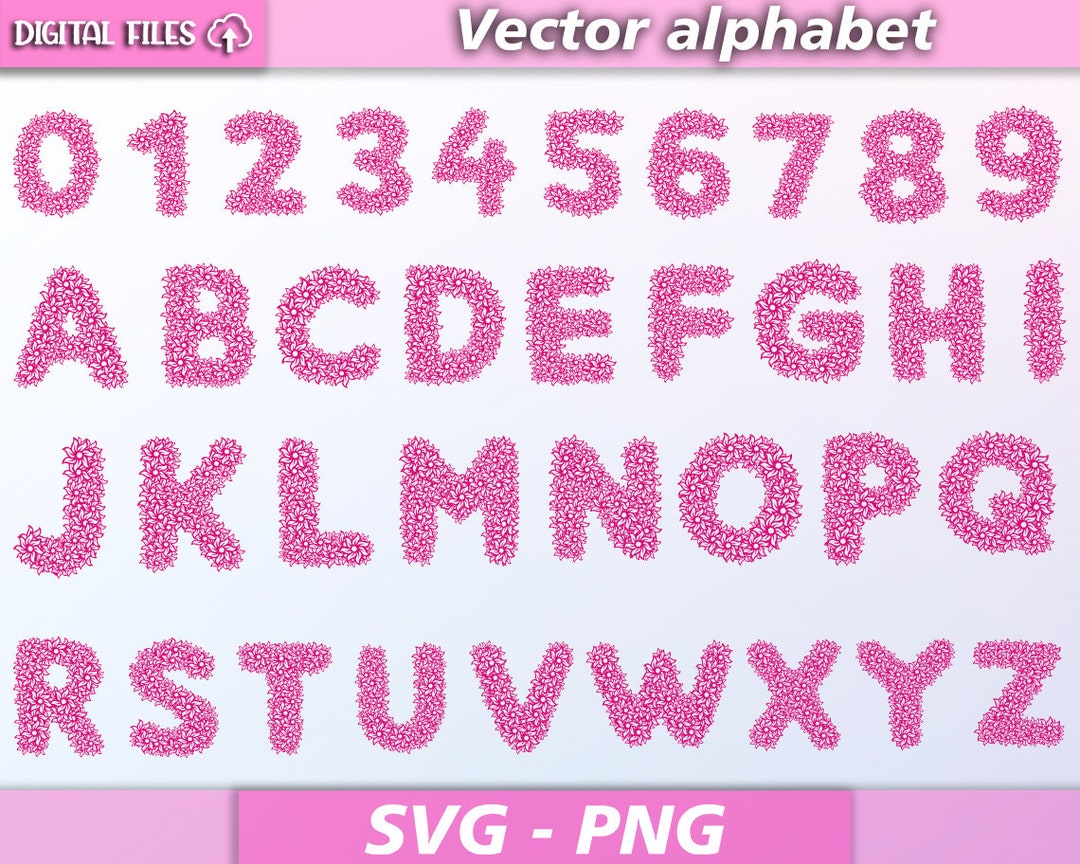 Flowers Alphabet Svg/ Flower Font Vector/ Floral Svg/ Flowers Svg ...