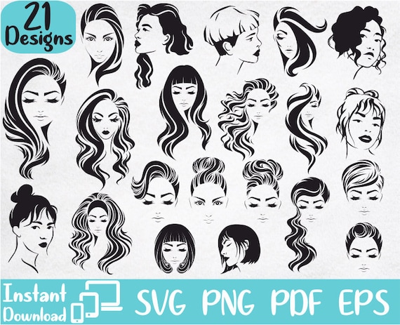 Woman Face SVG Woman Face Bundle Face Silhouette Woman | Etsy