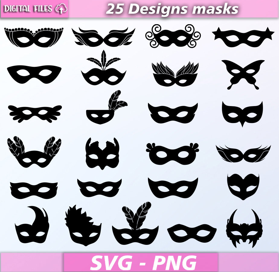 Carnival Masks Svg/ Mask Bundle Svg/ Silhouette Masks/ Vector - Etsy