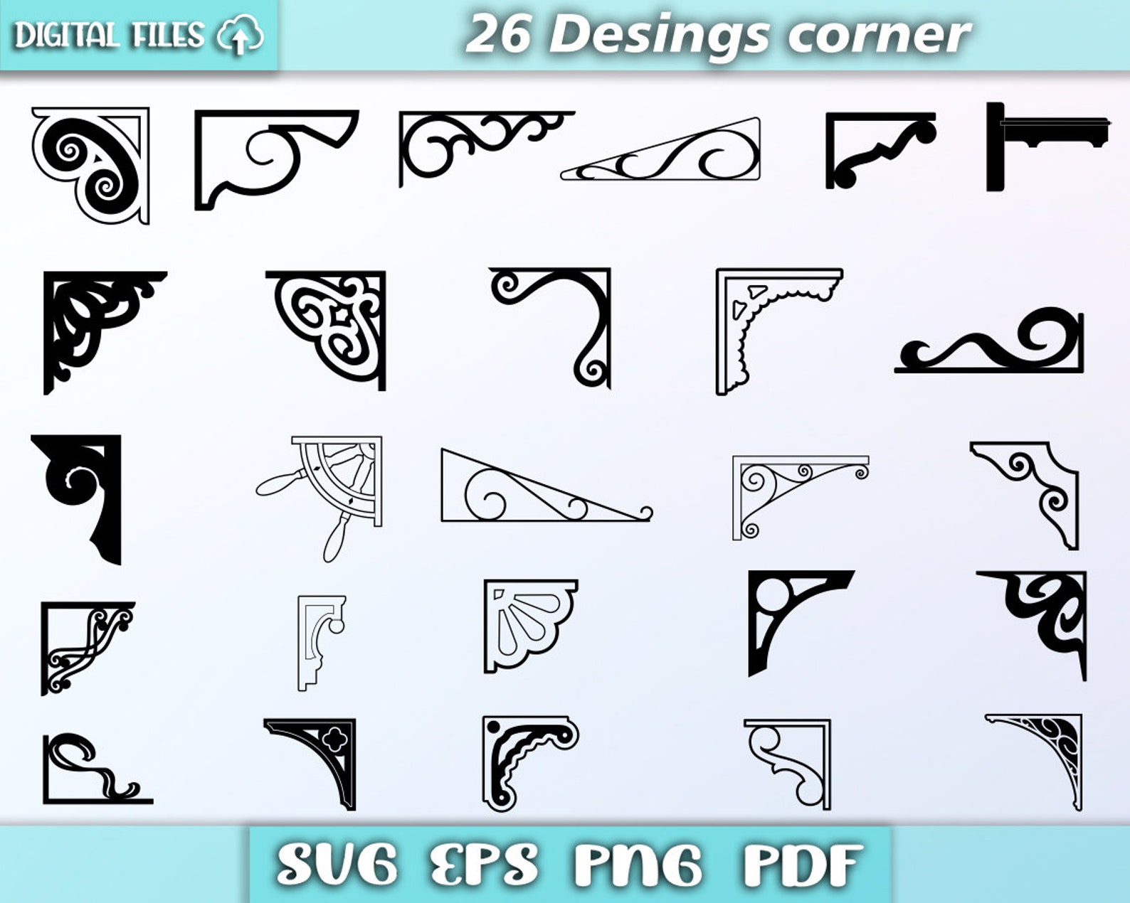 Corner Svg/ Bundle Corner Svg/ Corner Decor/ Silhouette Corner ...